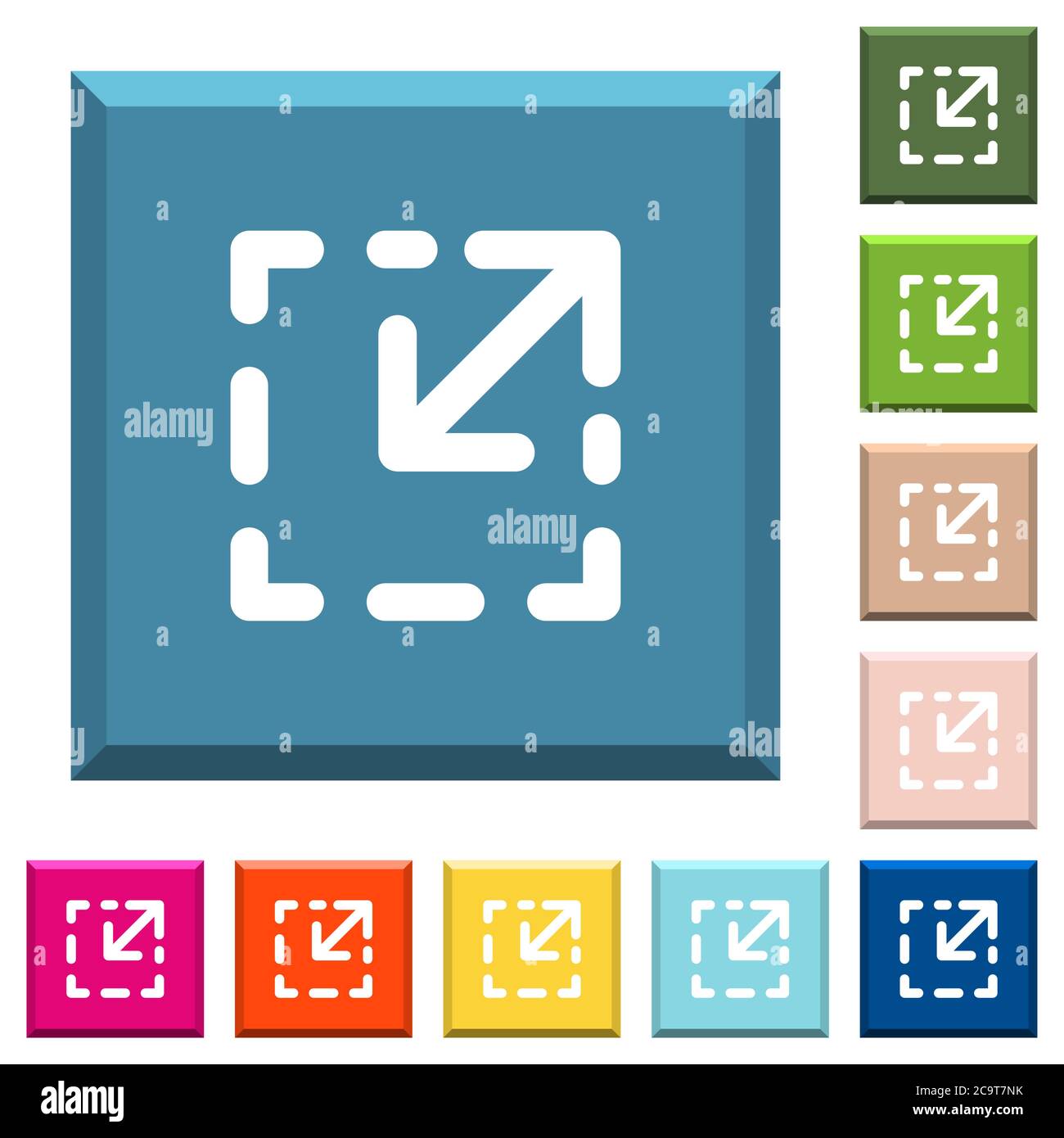 Resize element white icons on edged square buttons in various trendy ...