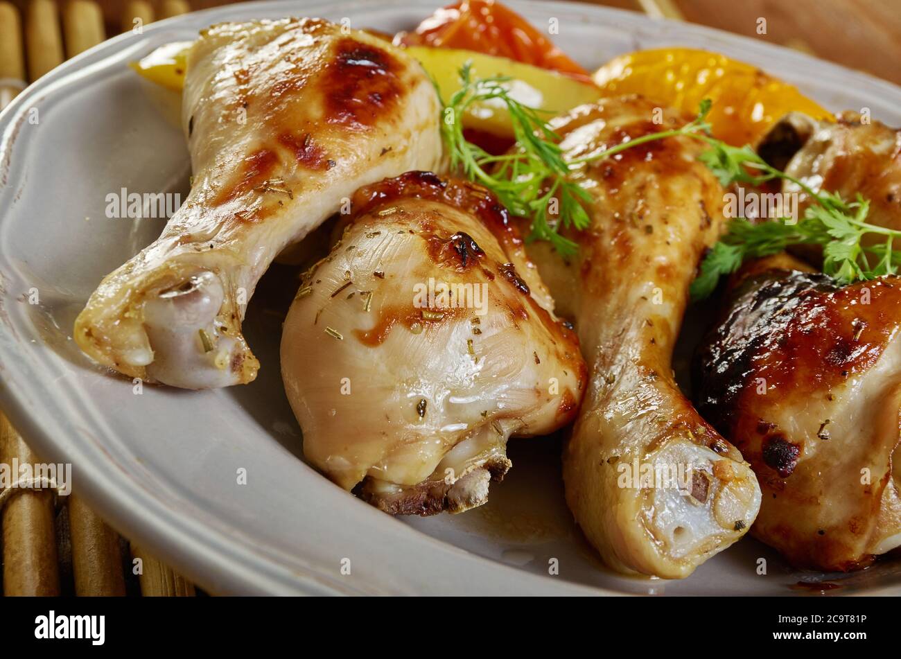 Pollo asado sin piel - Mexican fried chicken leg Stock Photo - Alamy