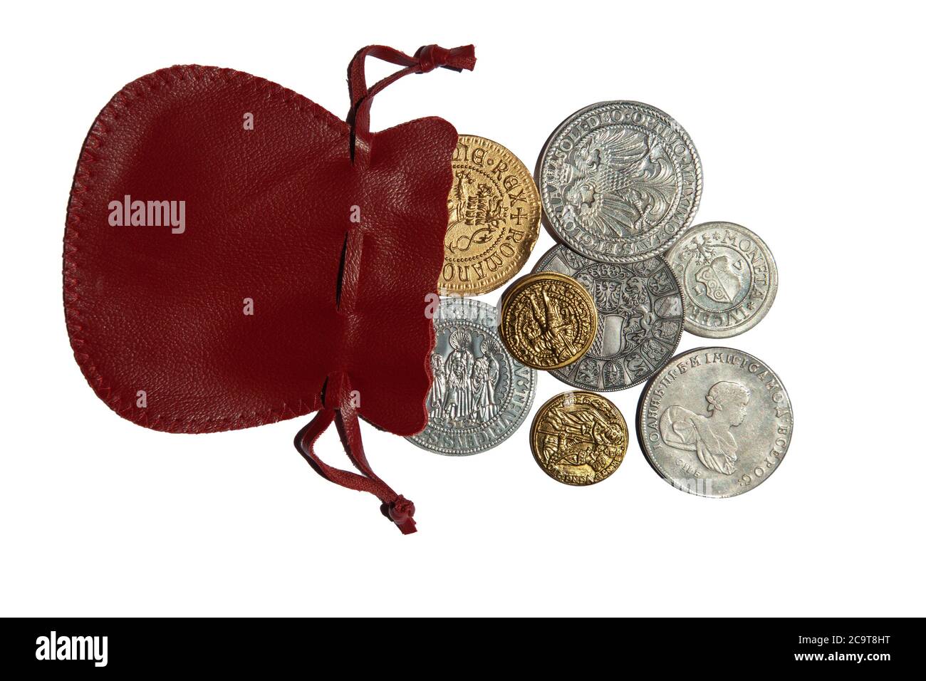 Collection of the medieval coins on the white background Stock Photo ...