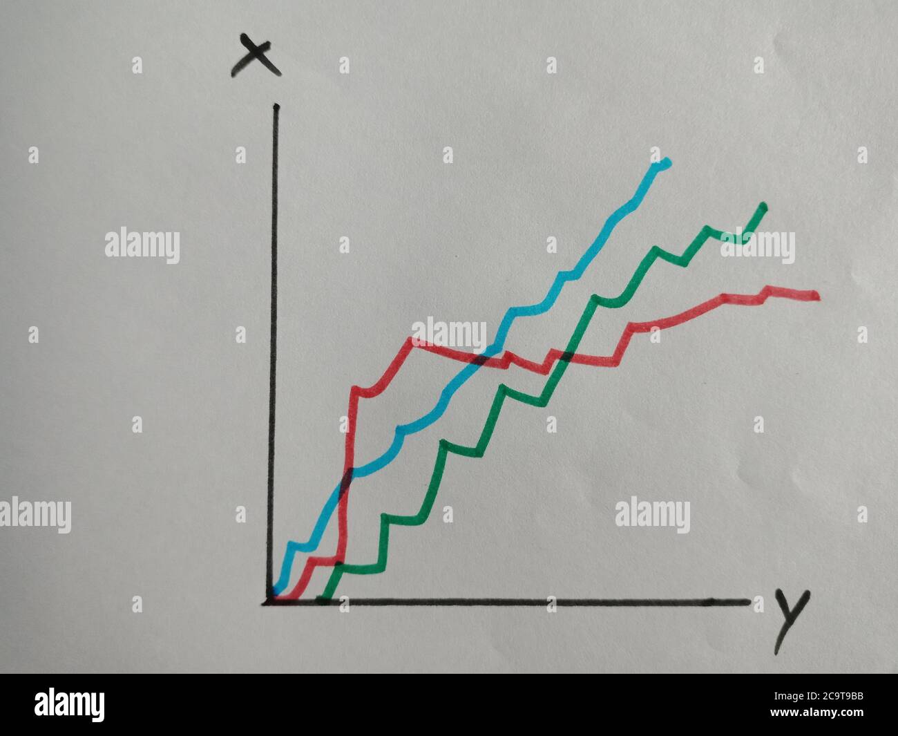 Success downward graphical pattern presented on white paper art concept ...