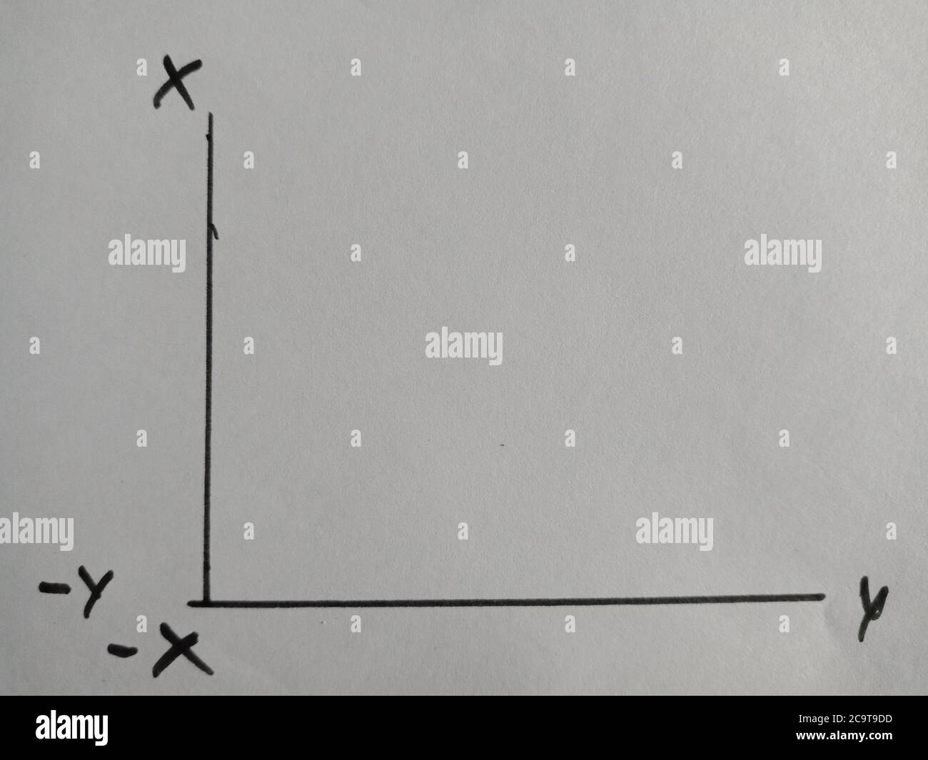 x and y line graph presented on white paper art concept for business ...