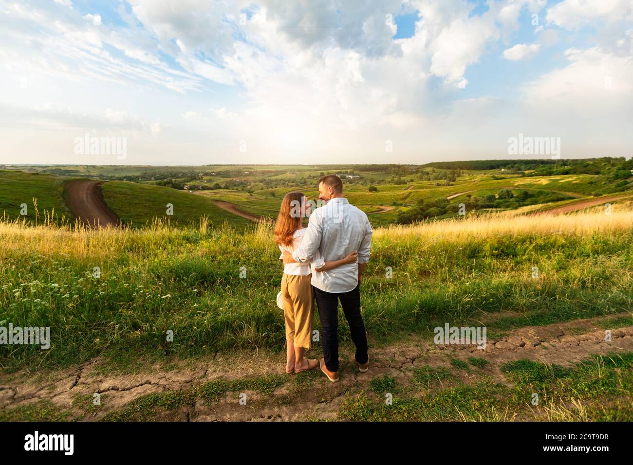 Young family enjoying landscape outdoors, rear view Stock Photo - Alamy