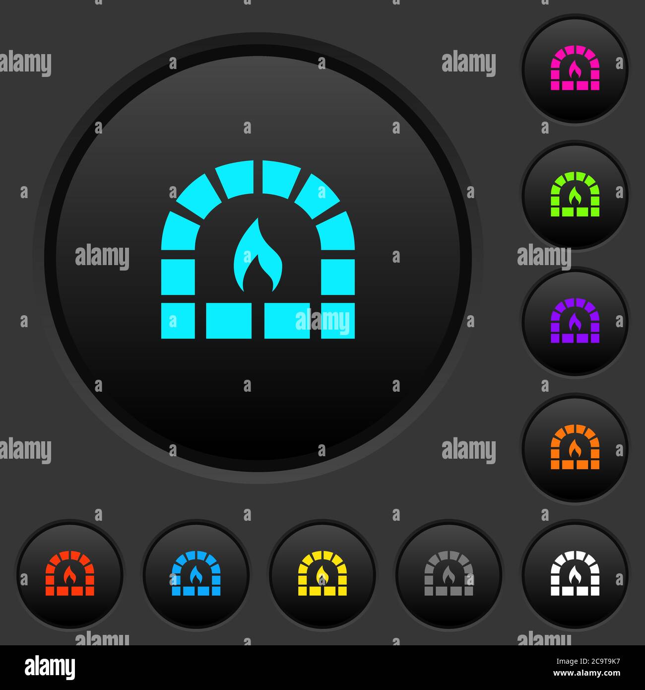 Round stone fireplace Stock Vector Images - Alamy