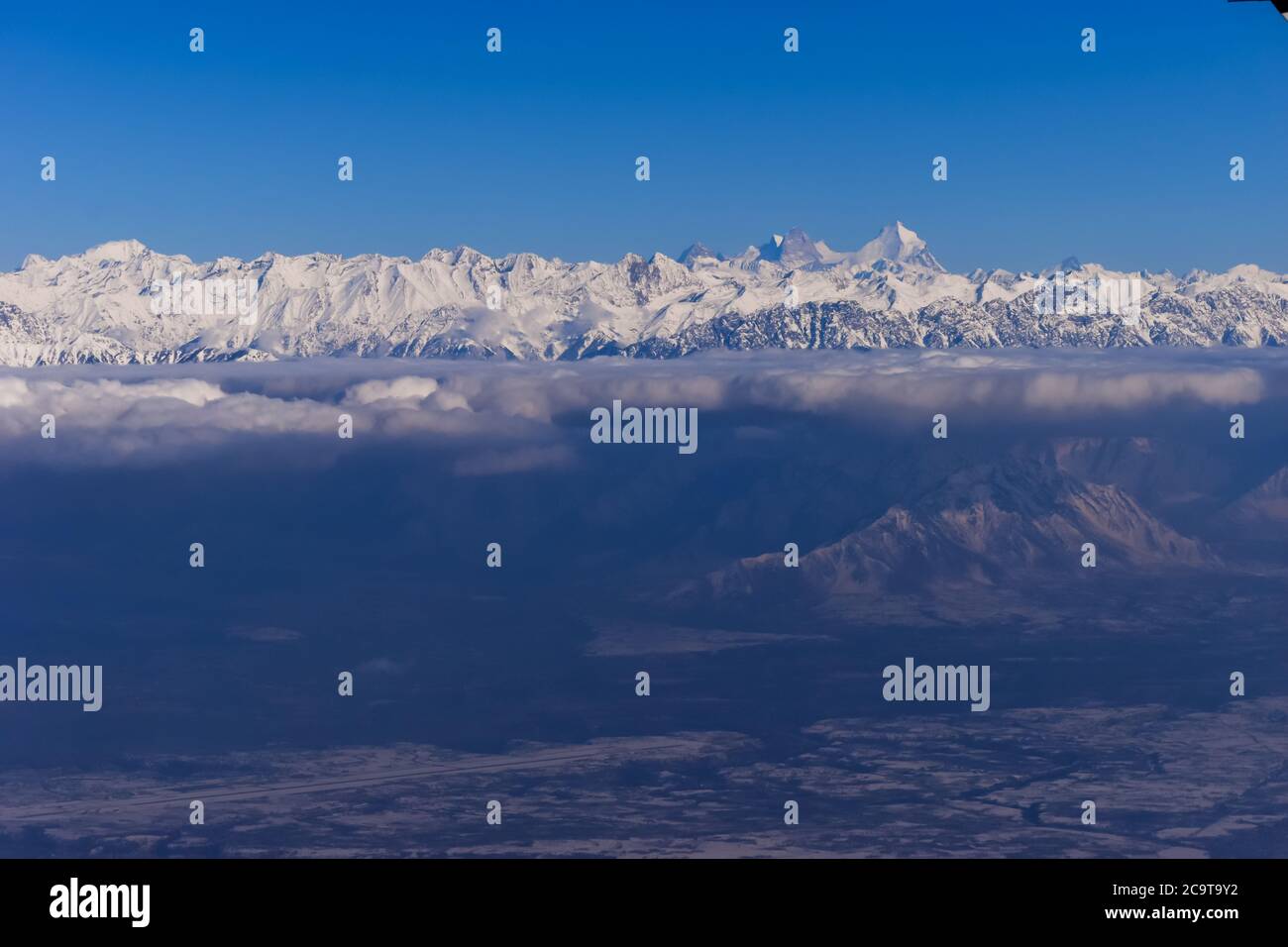 Photograph of snow covered mountains of Himalayas at Kashmir India ...