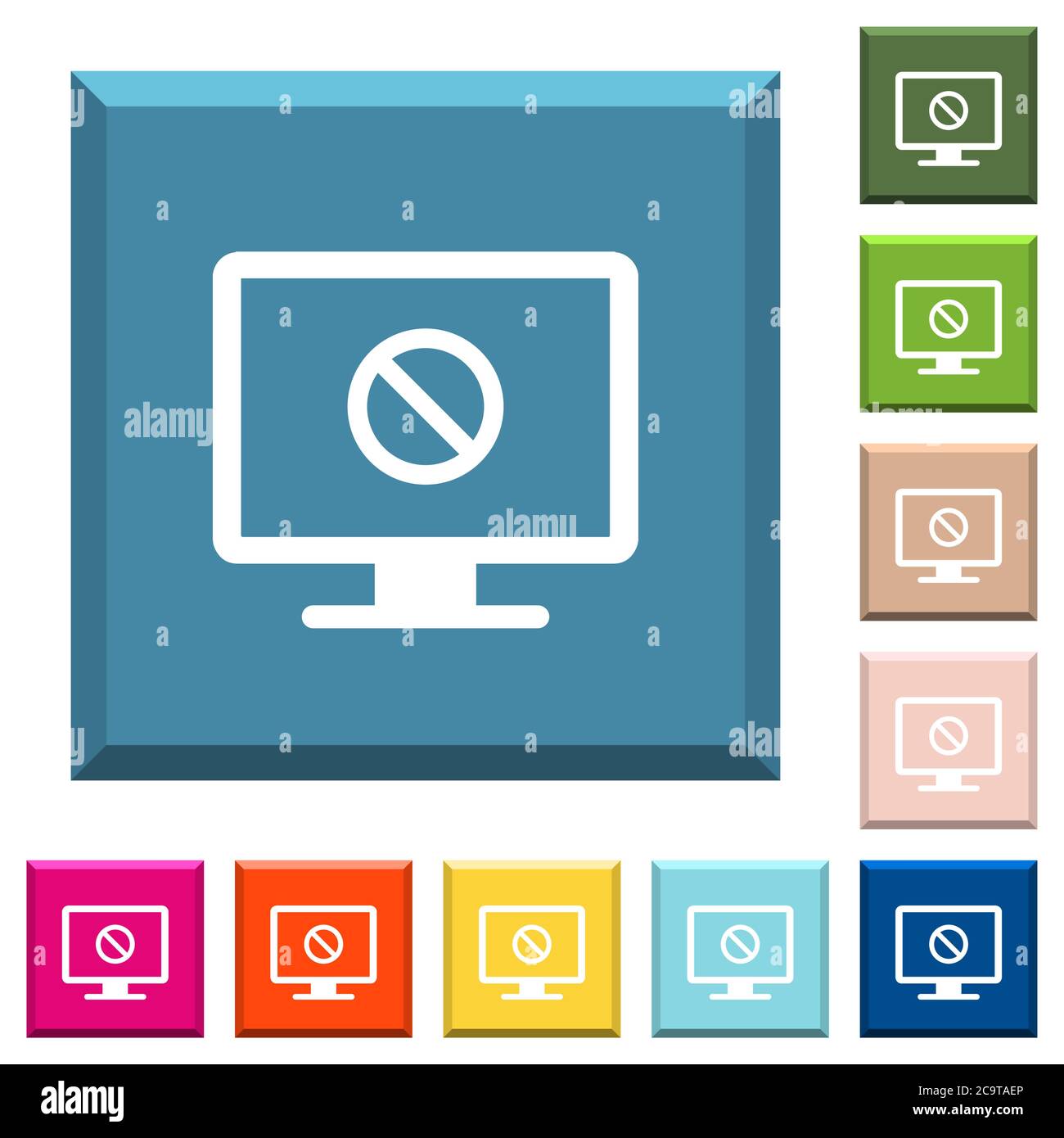 Disabled display white icons on edged square buttons in various trendy ...