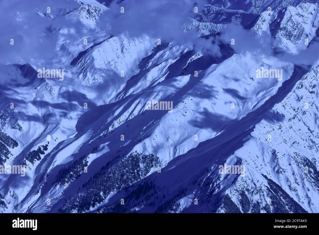 Photograph of snow covered mountains of Himalayas at Kashmir India ...