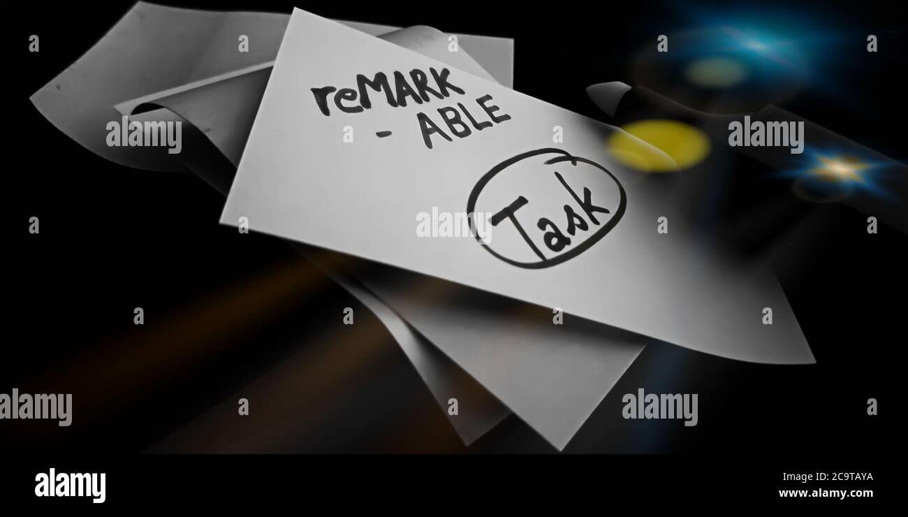 Remarkable task a motivational word art abstract presented on beautiful ...