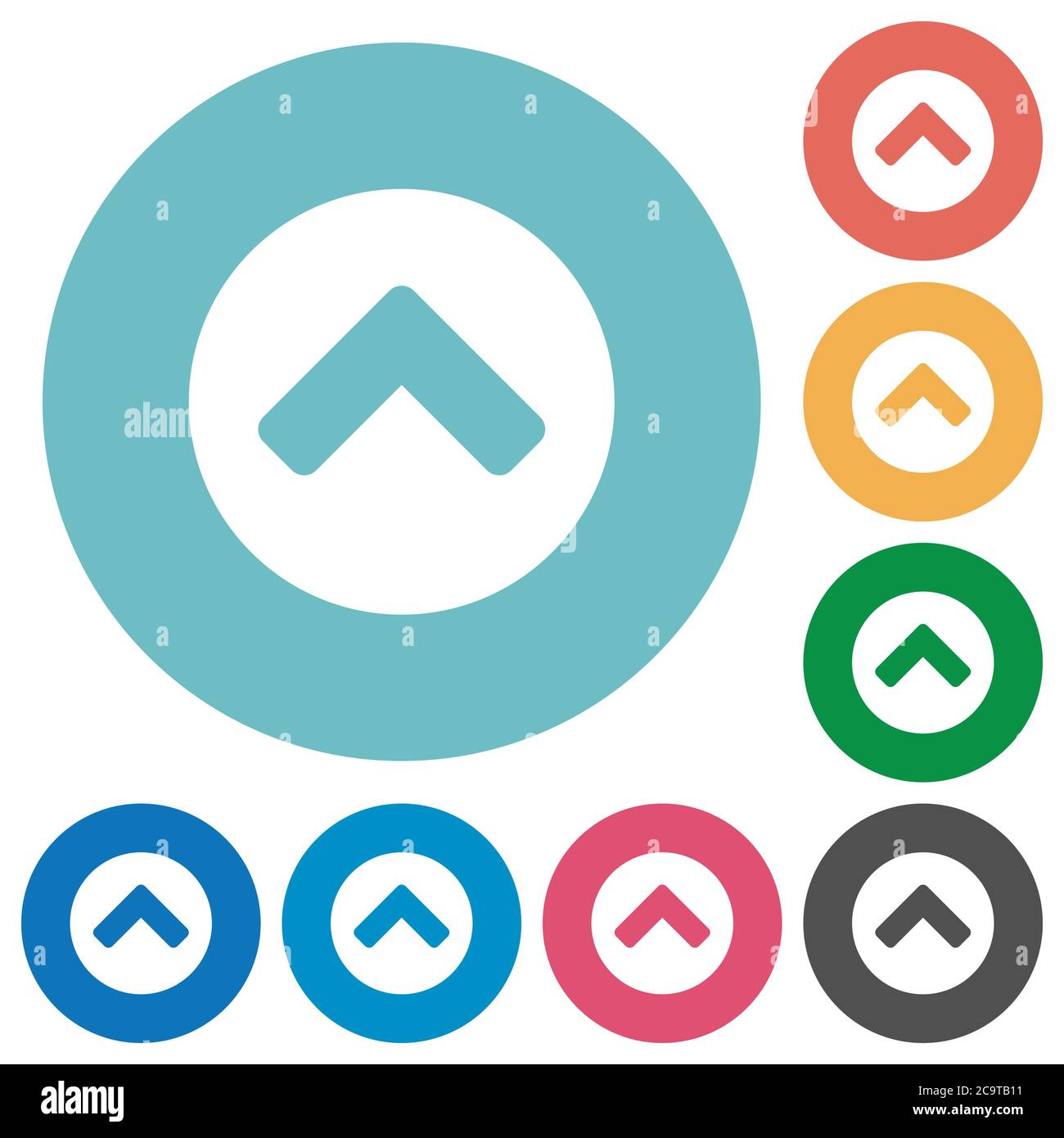 Chevron up flat white icons on round color backgrounds Stock Vector ...