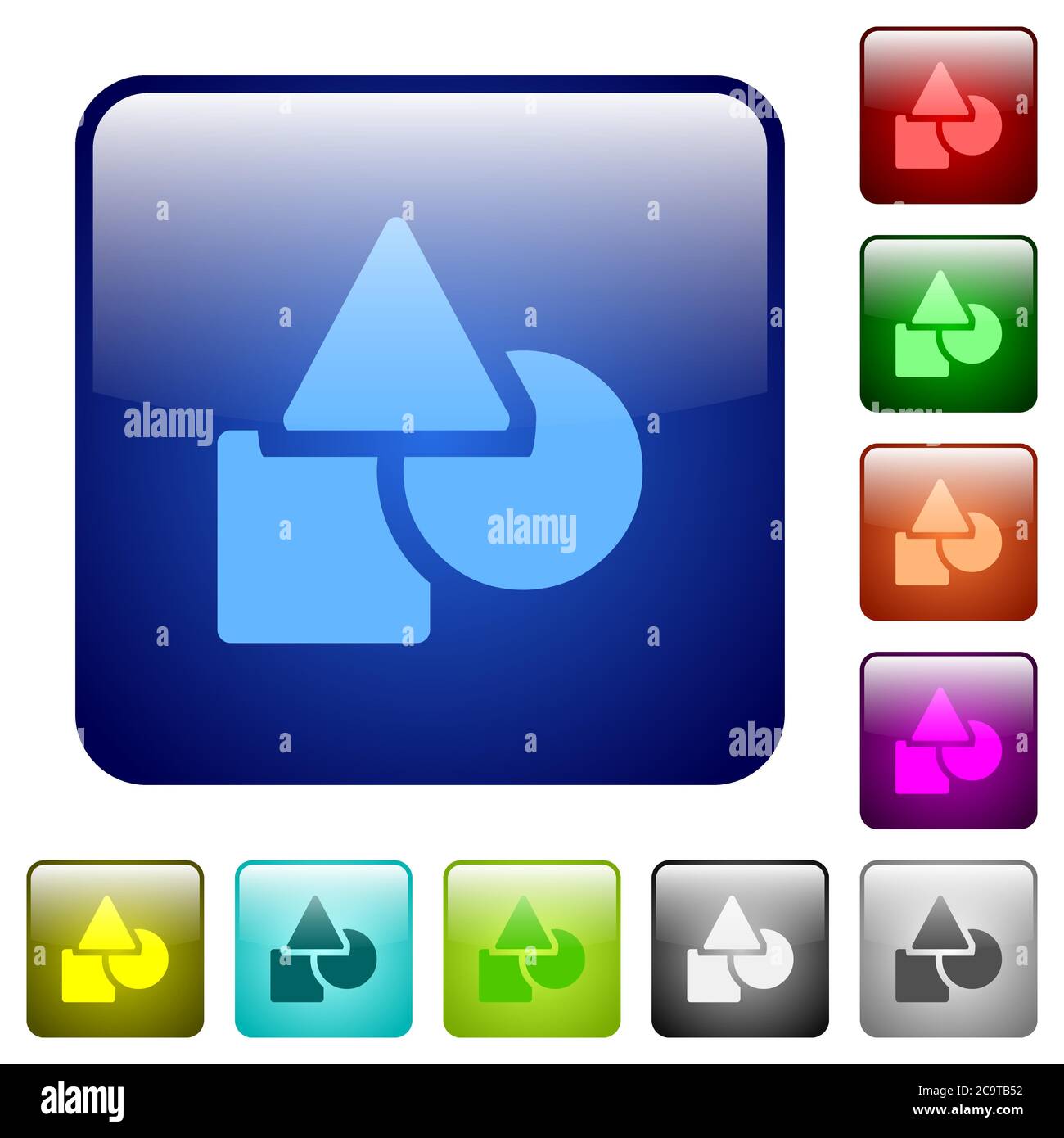 Basic Geometric Shapes Icons In Rounded Square Color Glossy Button Set Stock Vector Image And Art