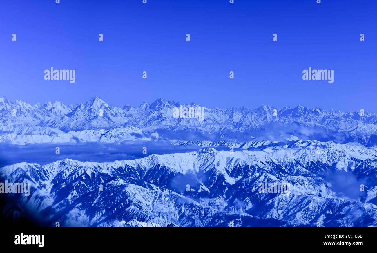 Photograph of snow covered mountains of Himalayas at Kashmir India ...