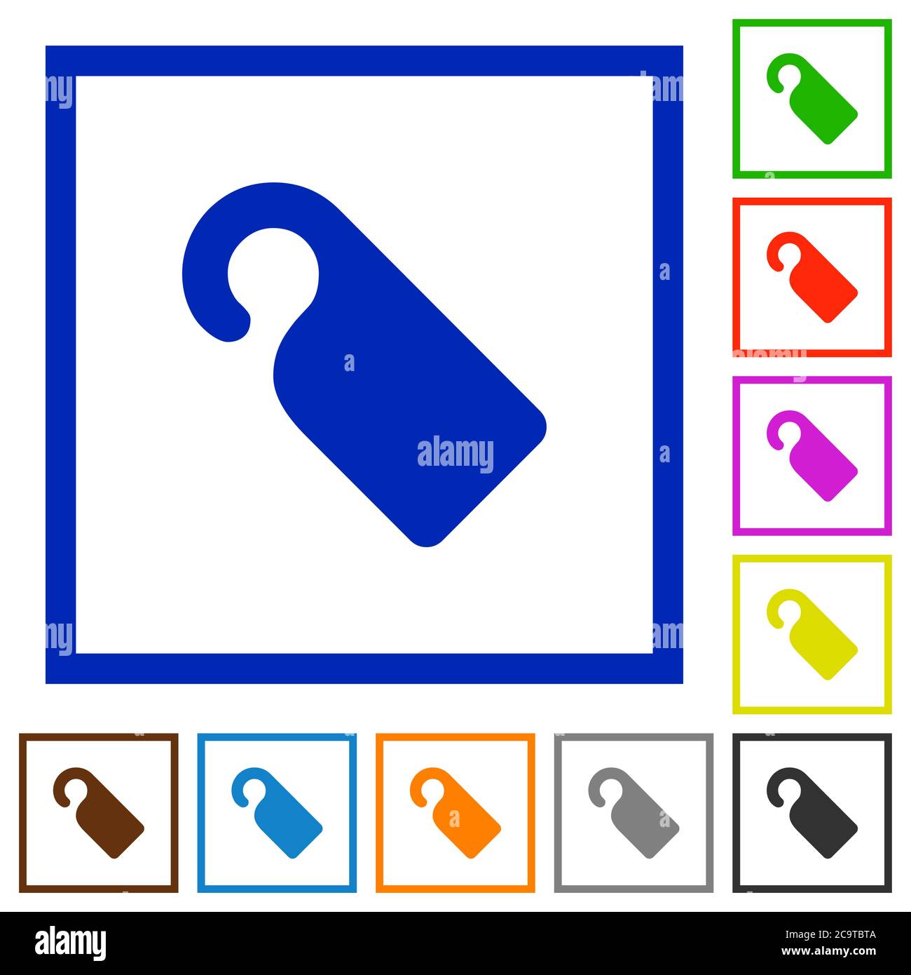 Do not disturb sign flat color icons in square frames on white ...