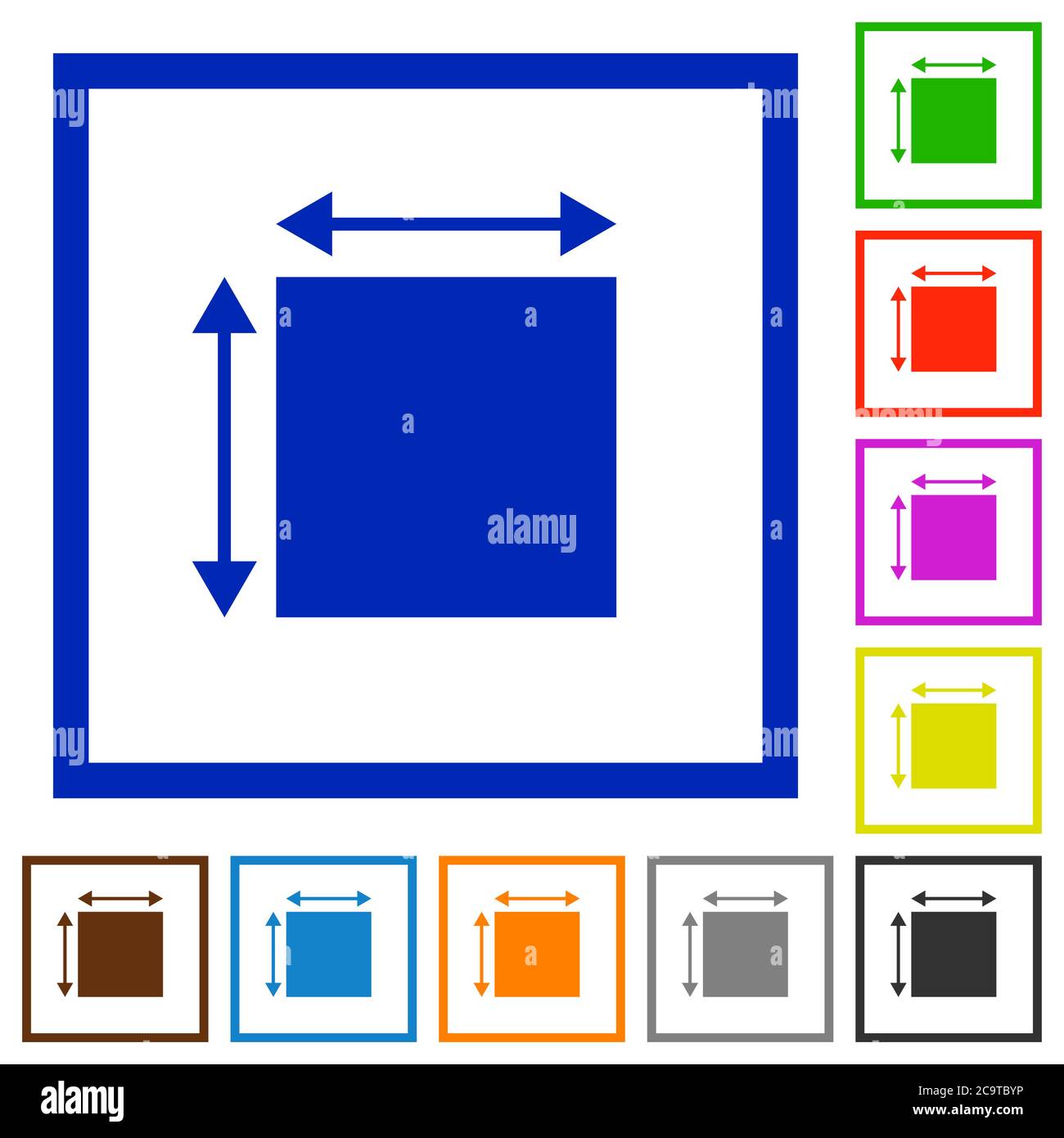 Elemet dimensions flat color icons in square frames on white background ...