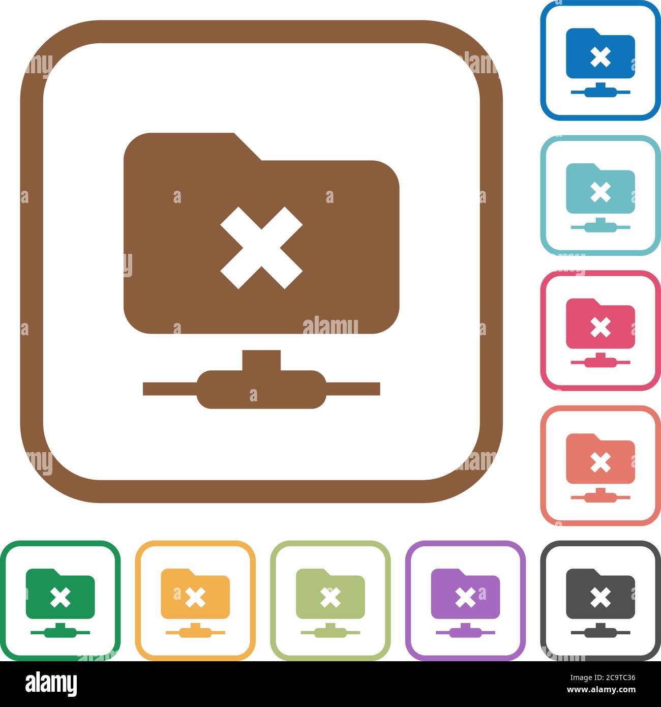 FTP cancel operation simple icons in color rounded square frames on white background Stock ...