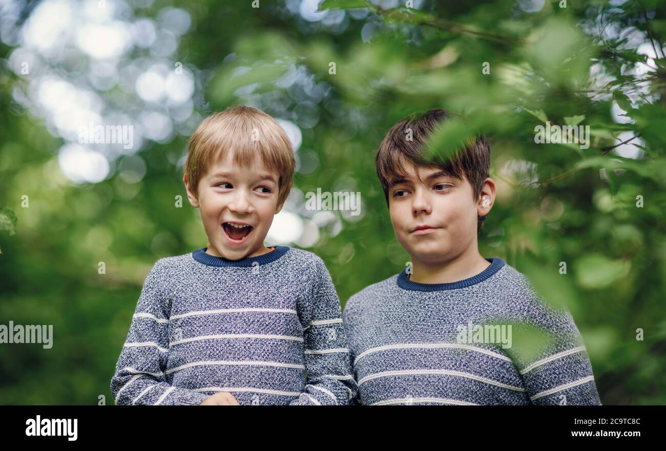 Two brothers hugging portrait hi-res stock photography and images - Alamy