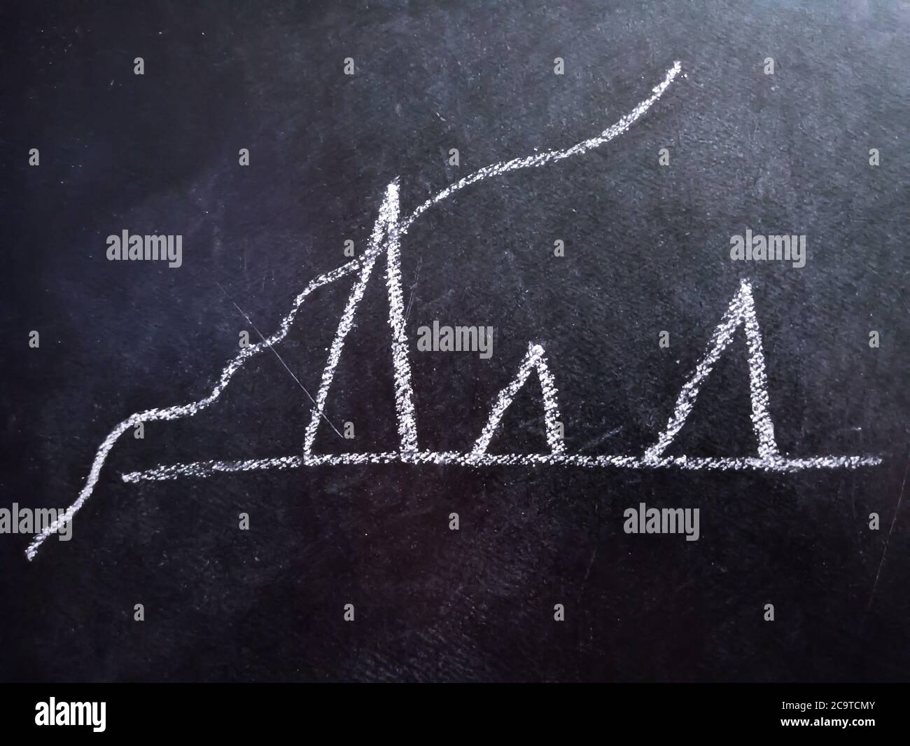 Line cone graph business growth presented with drawing art black ...