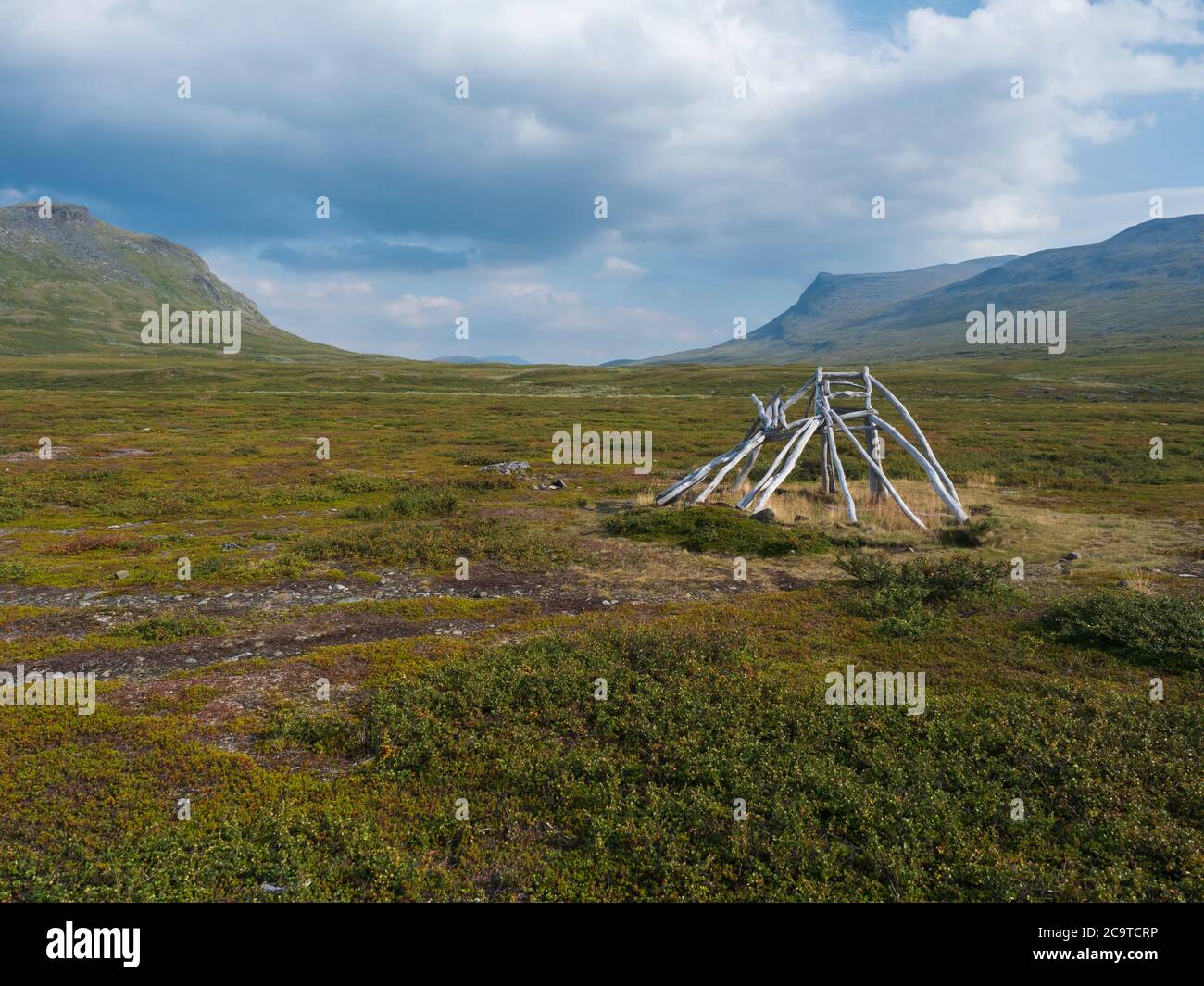 Beautiful northern landscape with Kungsleden hiking trail path and ...