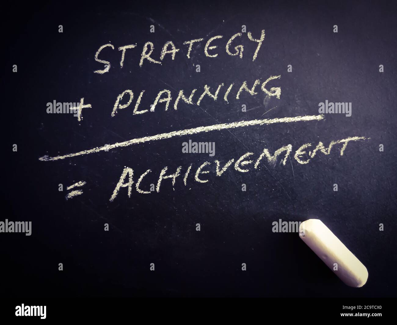 Strategy plus planning equal to achievement business word presented ...