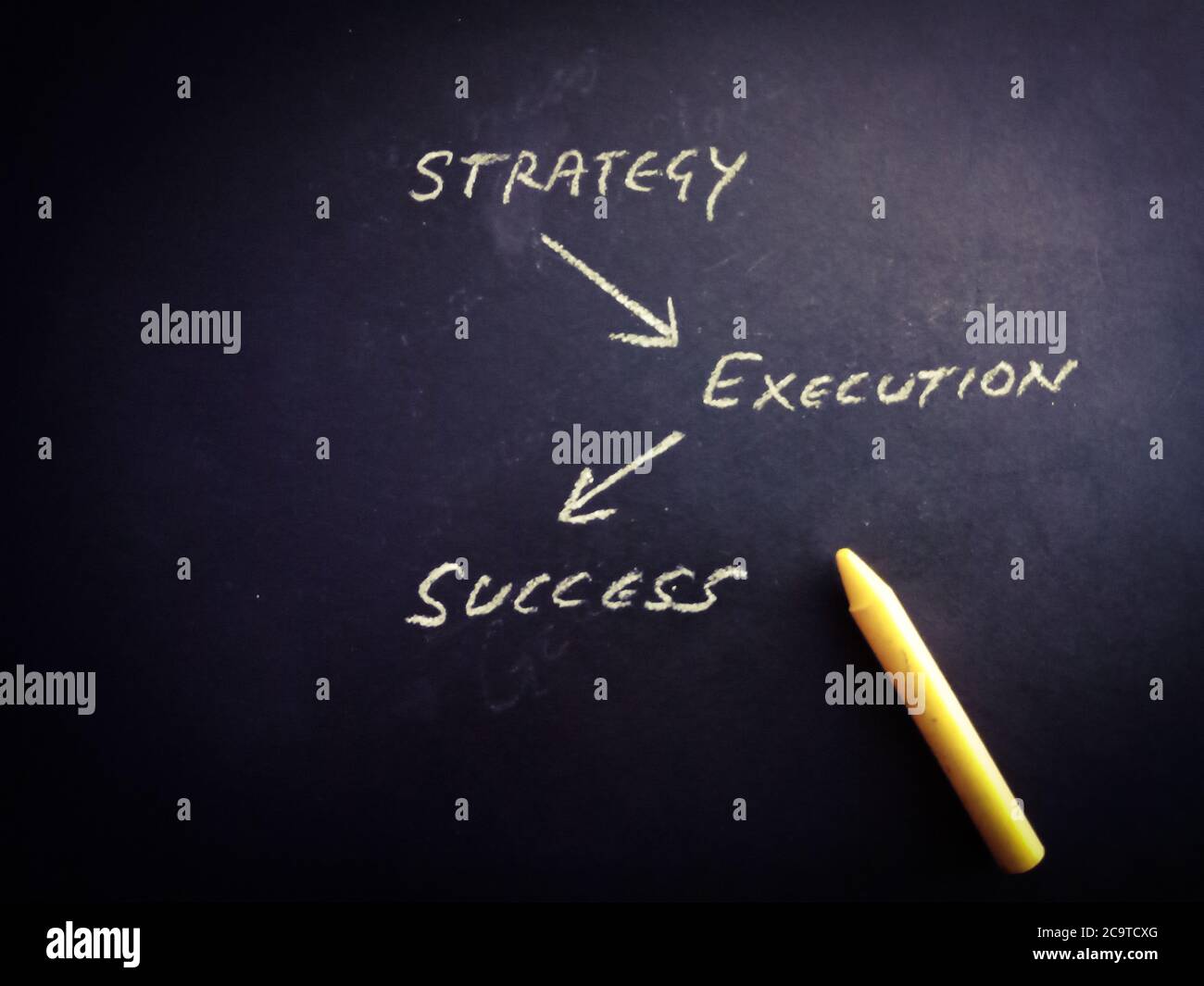 Strategy execution success business word presented with drawing art ...