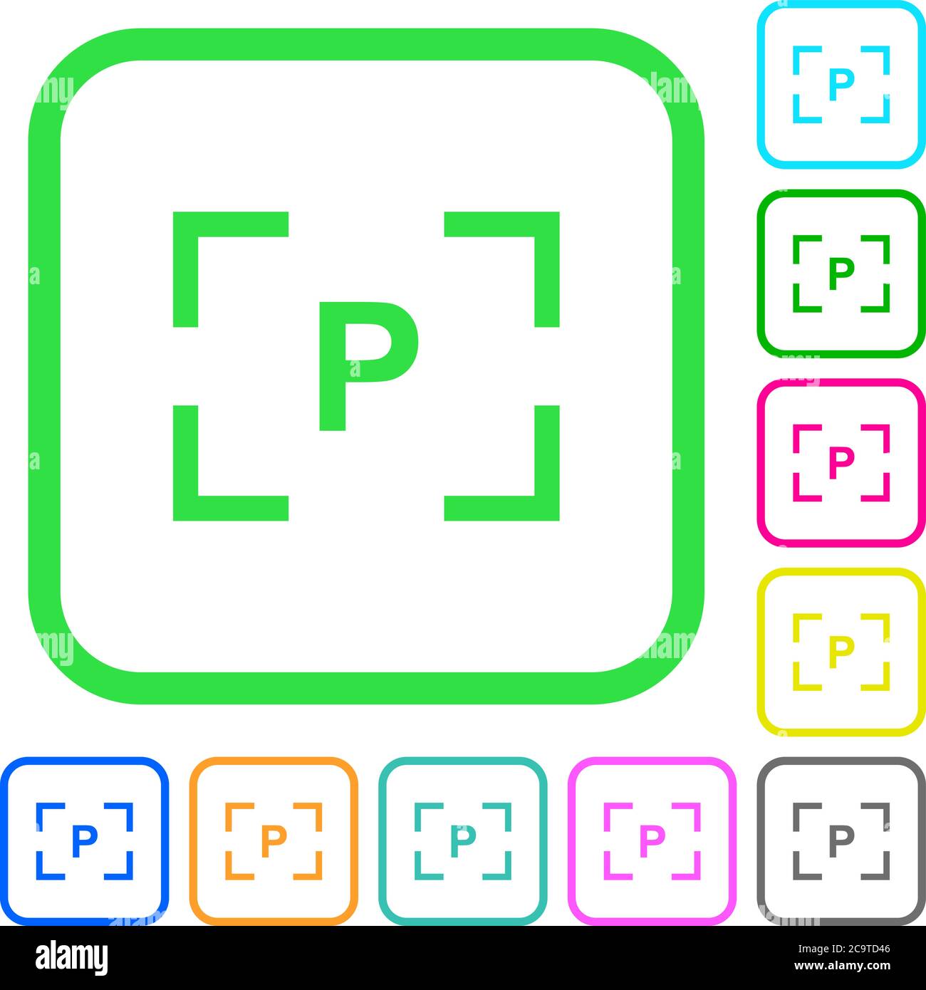 Camera program mode vivid colored flat icons in curved borders on white ...