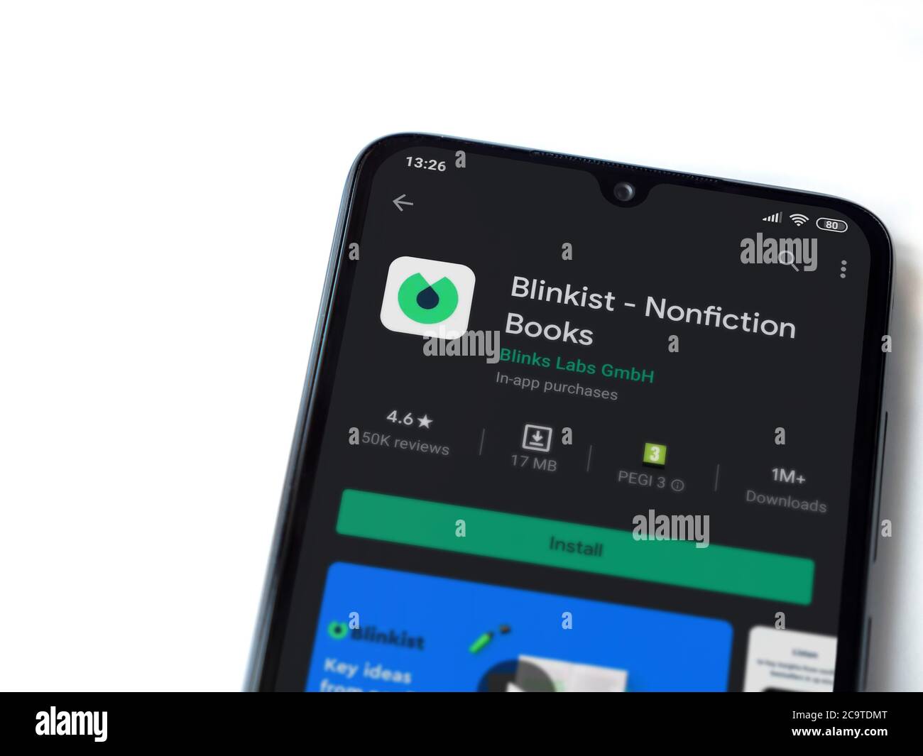 Lod, Israel - July 8, 2020: Blinkist app play store page on the display ...