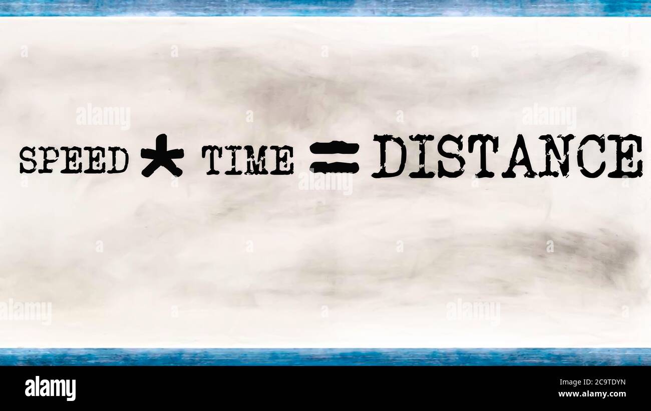 Speed into time equal to distance mathematical equation word presented ...