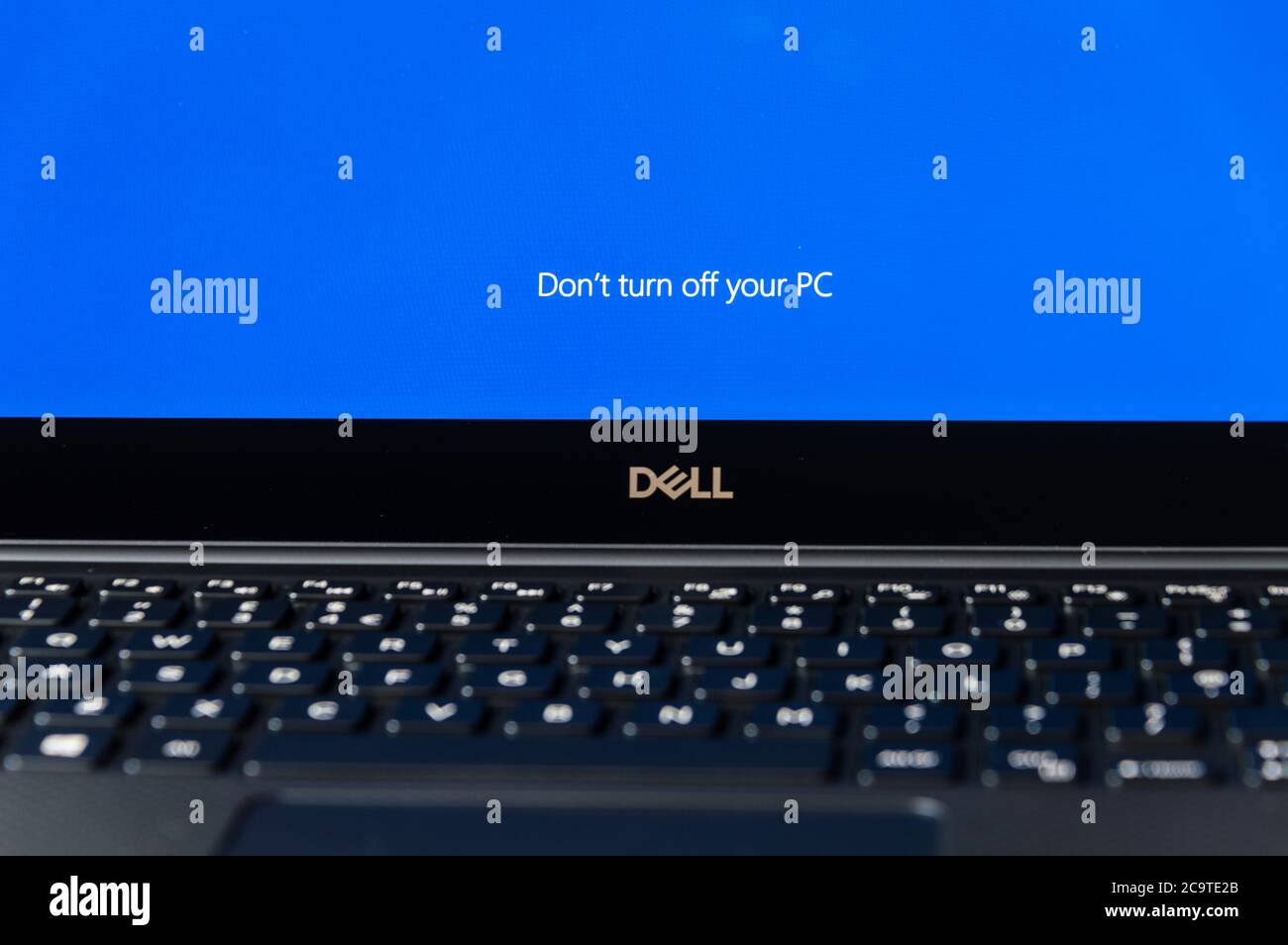 Windows operating system laptop performing upgrade to software Stock ...