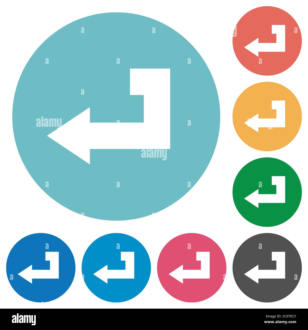 Return key flat white icons on round color backgrounds Stock Vector ...