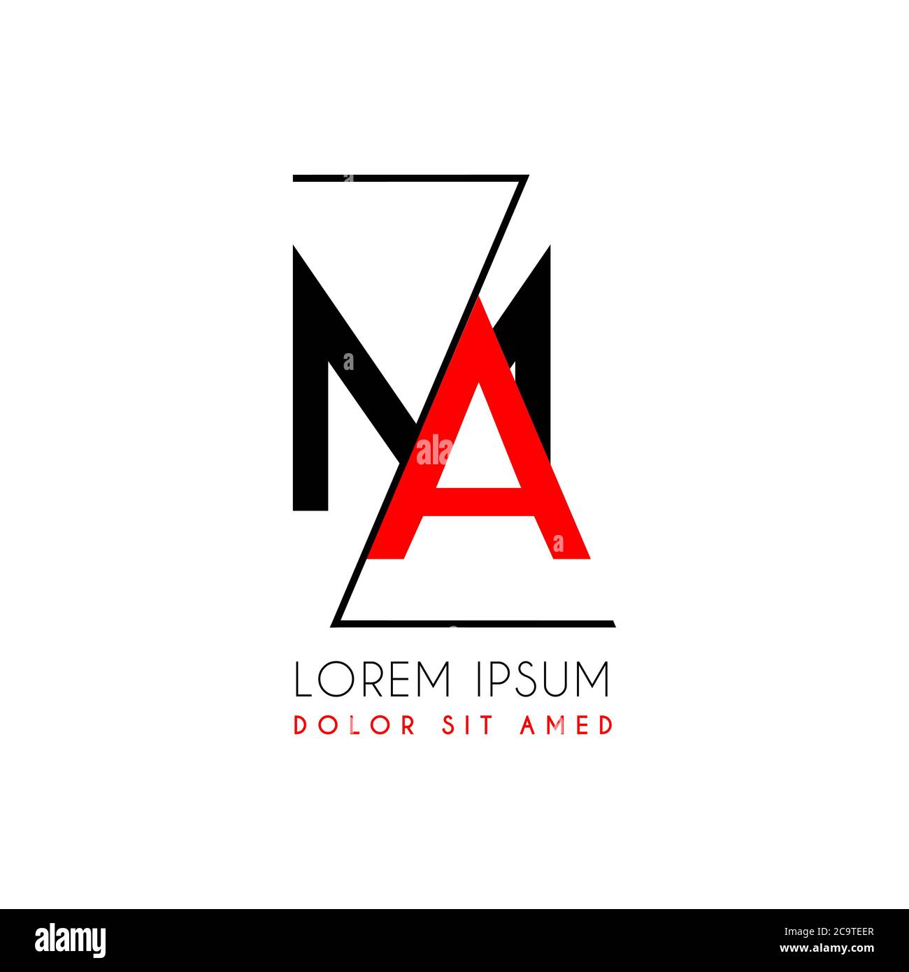 MA logo letter separated by a black zigzag line Stock Vector Image ...