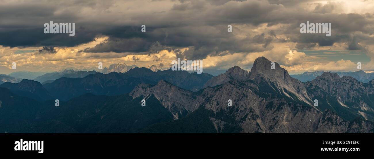 July cloudy day in the mountains of Friuli-Venezia Giulia, Italy Stock ...