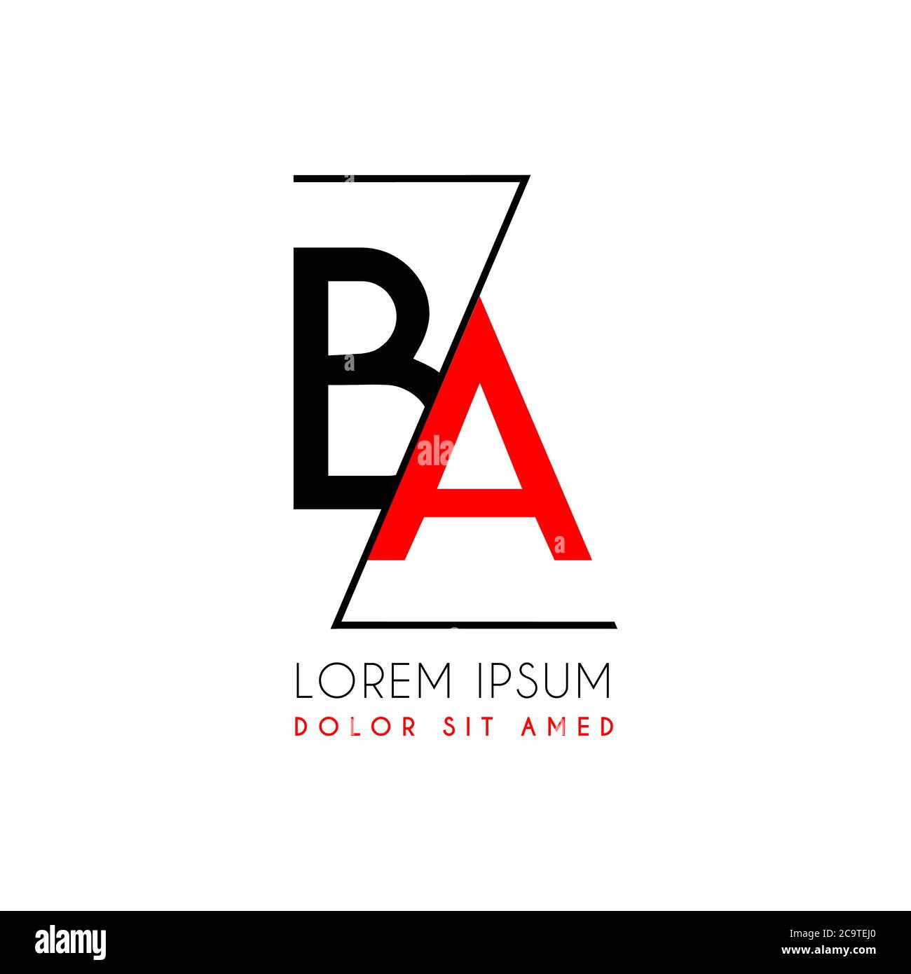 BA logo letter separated by a black zigzag line Stock Vector Image ...