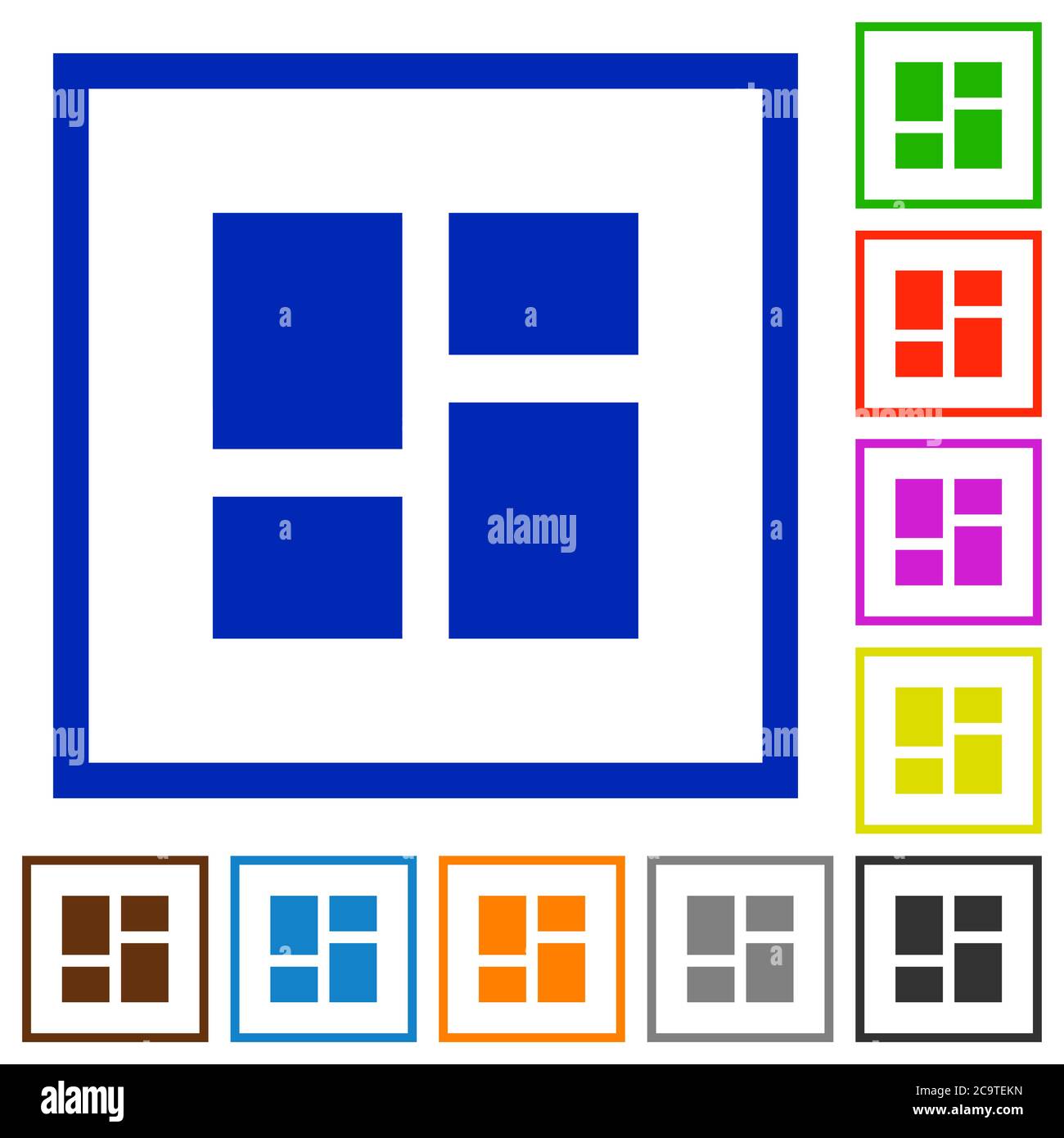 Admin dashboard panels flat color icons in square frames on white ...
