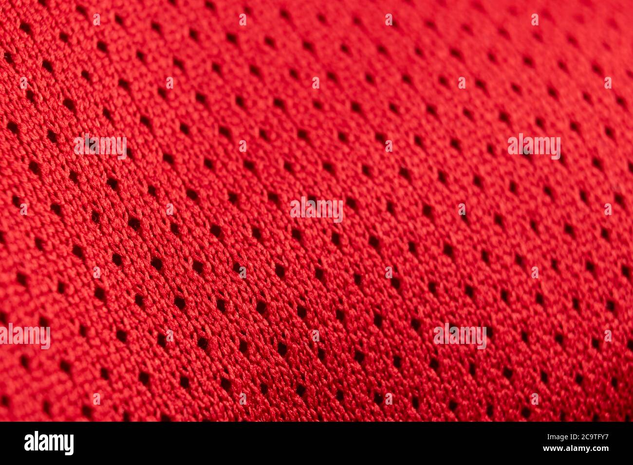 Macro shot red cotton fabric texture with waves. Linen natural canvas ...