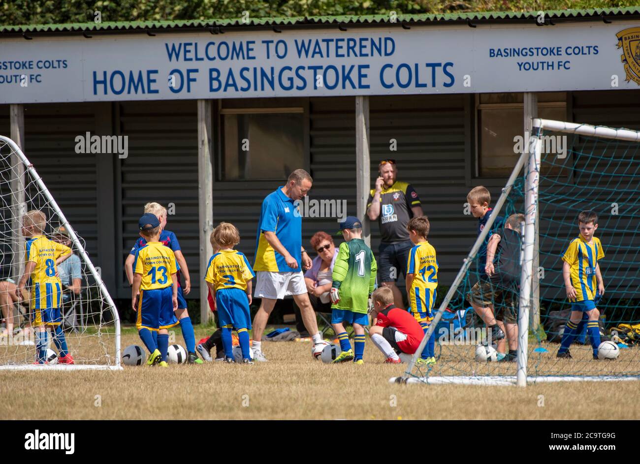 Basingstoke, Hampshire, UK. 2020. First match of the season children ...
