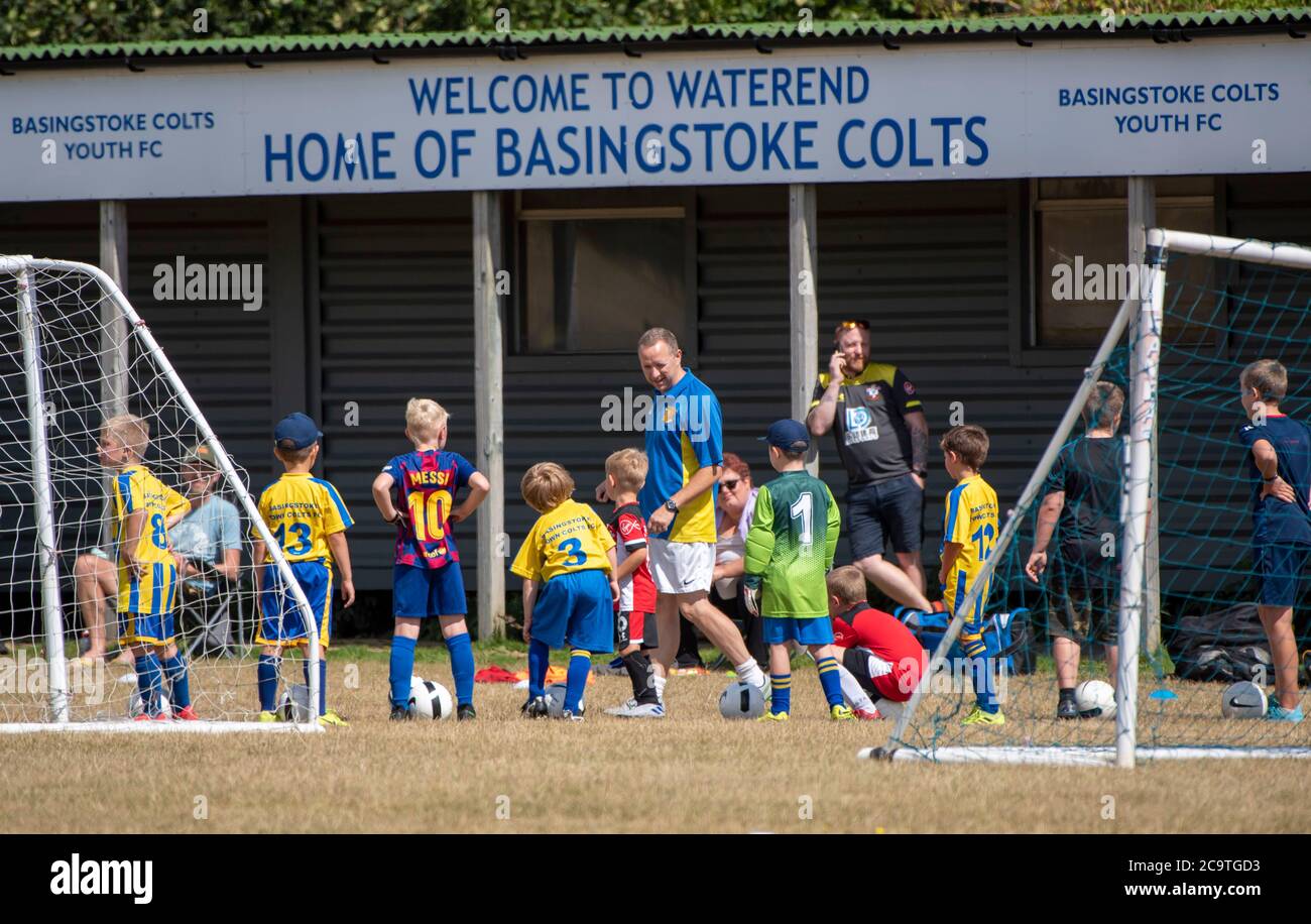 Basingstoke, Hampshire, UK. 2020. First match of the season children ...