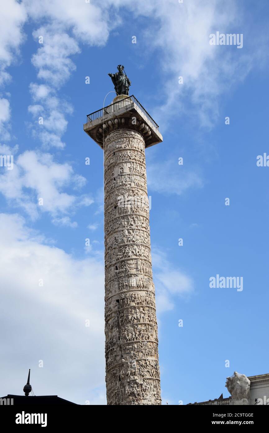 Column of Marcus Aurelius in the city of Rome, Italy Stock Photo - Alamy