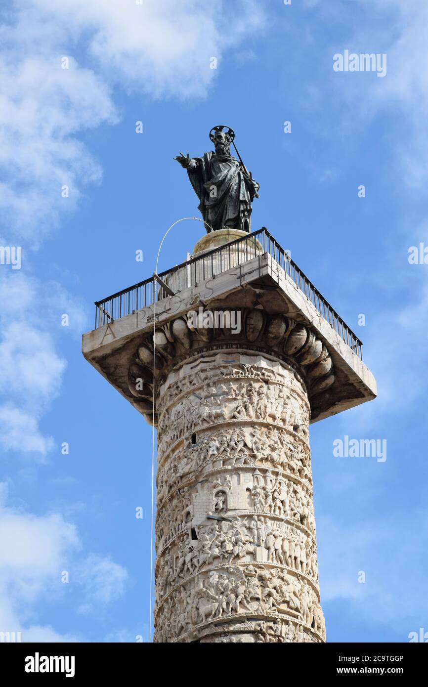 Column of Marcus Aurelius in the city of Rome, Italy Stock Photo - Alamy