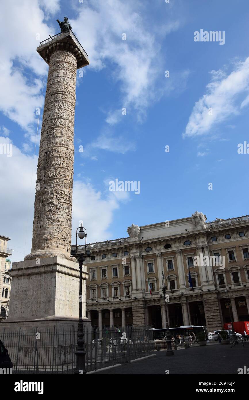 Column of Marcus Aurelius in the city of Rome, Italy Stock Photo - Alamy