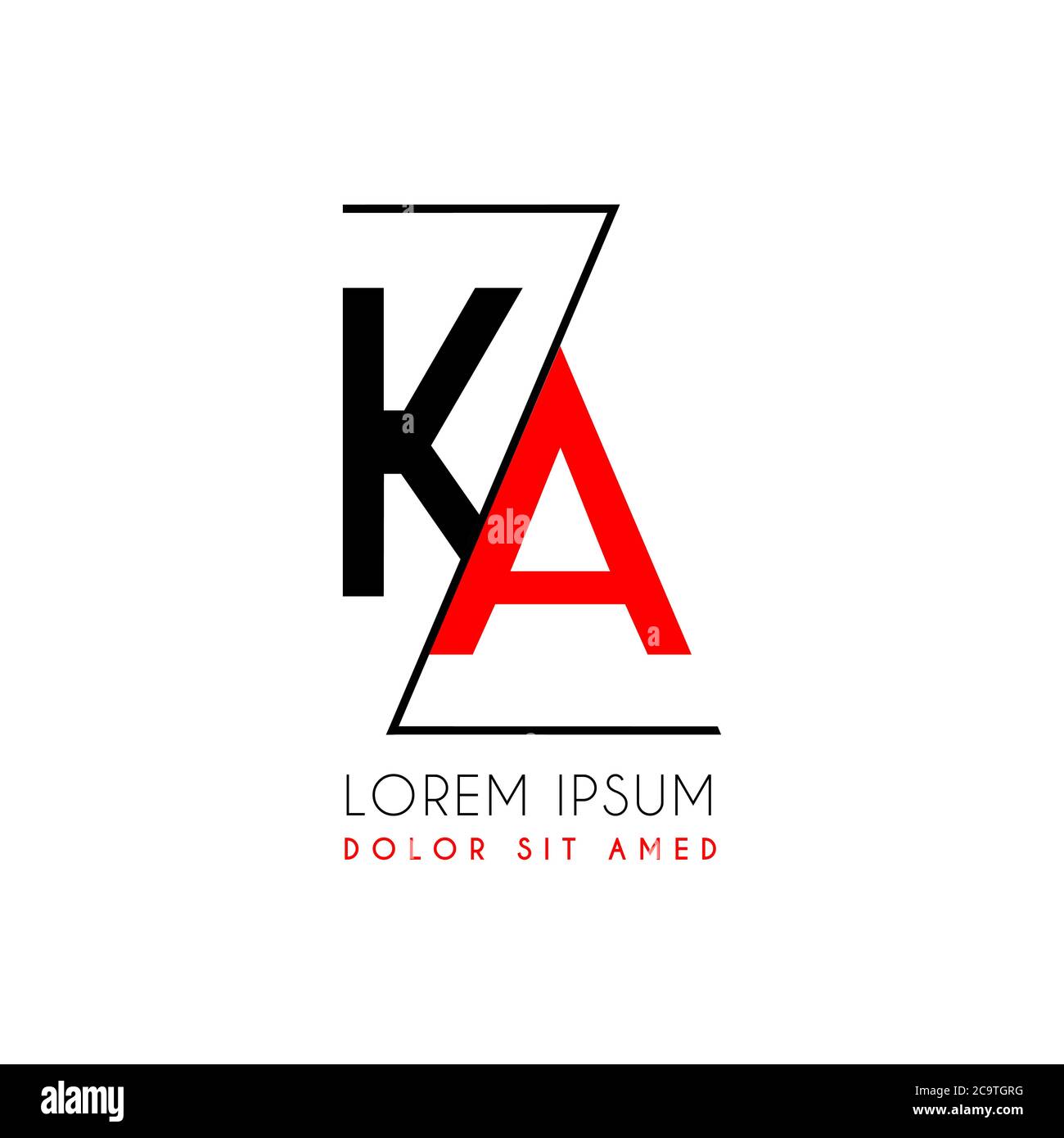 KA logo letter separated by a black zigzag line Stock Vector Image ...