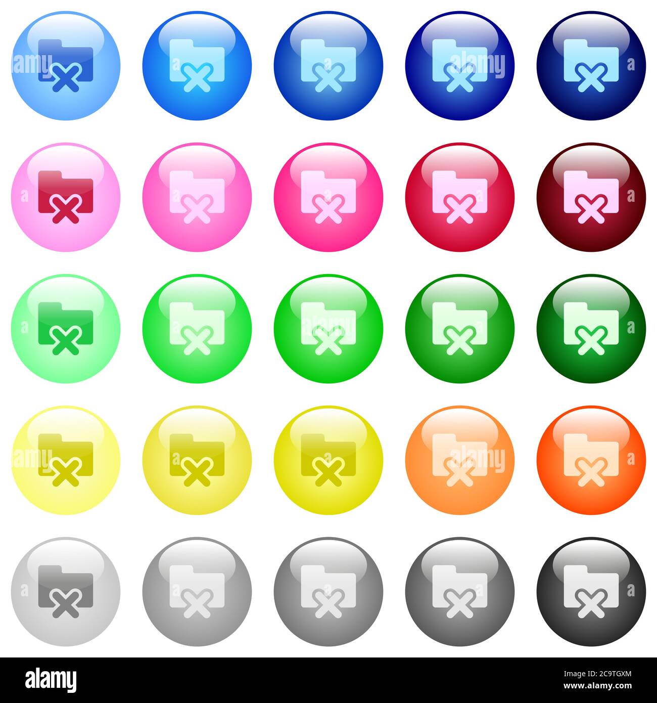 Cancel folder icons in set of 25 color glossy spherical buttons Stock Vector Image & Art - Alamy