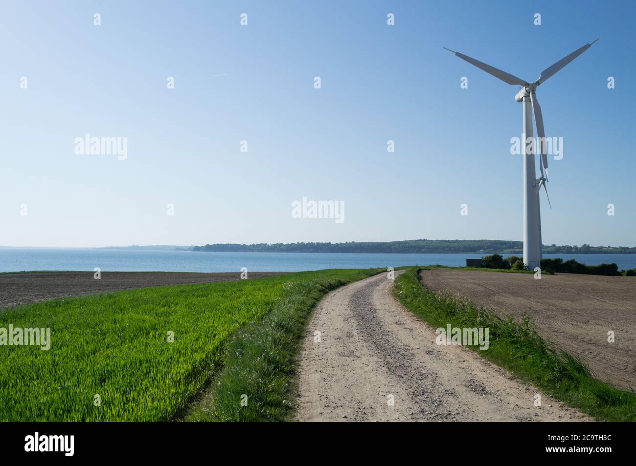 Coastal Landscape Scenery with Wind Turbine in Denmark Stock Photo - Alamy