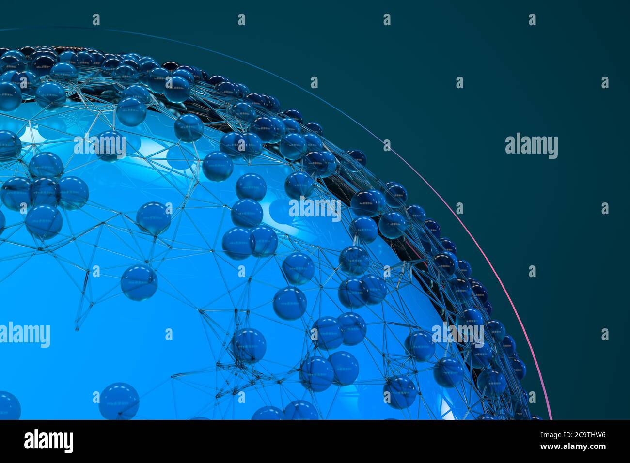 Blue biology grid with connect constrains, 3d rendering. Computer ...