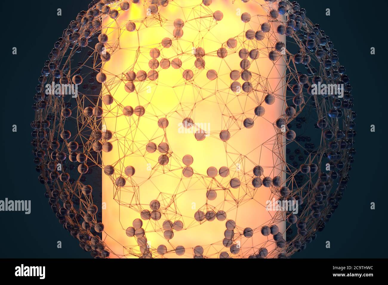 Blue biology grid with connect constrains, 3d rendering. Computer ...