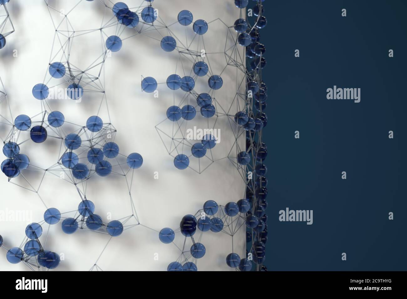 Blue biology grid with connect constrains, 3d rendering. Computer ...