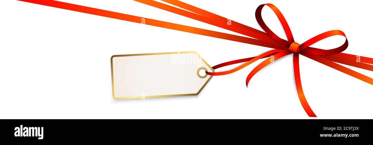 EPS 10 vector illustration of red colored ribbon bow and gift band with ...