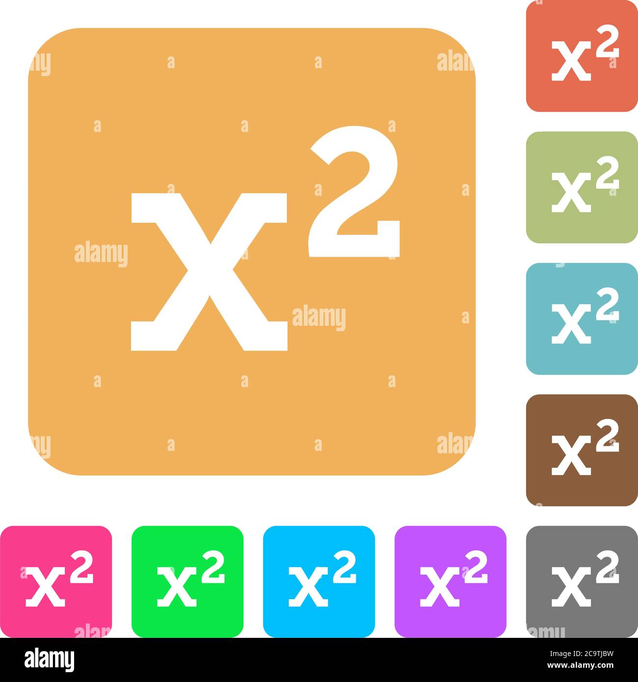 Math exponentiation flat icons on rounded square vivid color ...