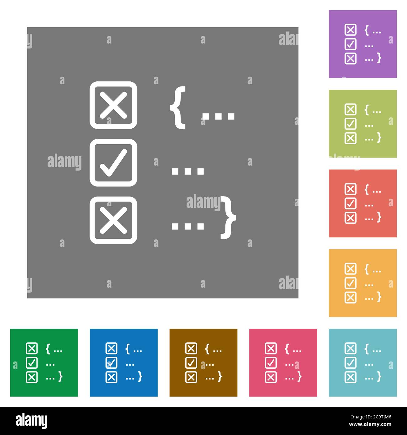 Source code checking flat icons on simple color square backgrounds ...