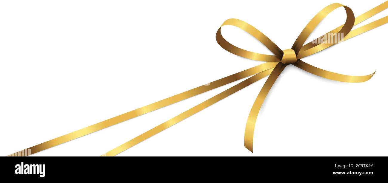 EPS 10 vector illustration of golden colored ribbon bow and gift band ...