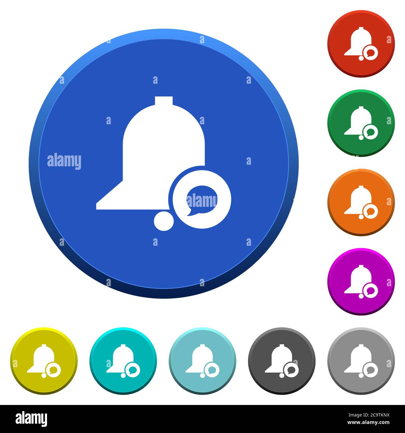 Reminder message round color beveled buttons with smooth surfaces and flat white icons Stock ...