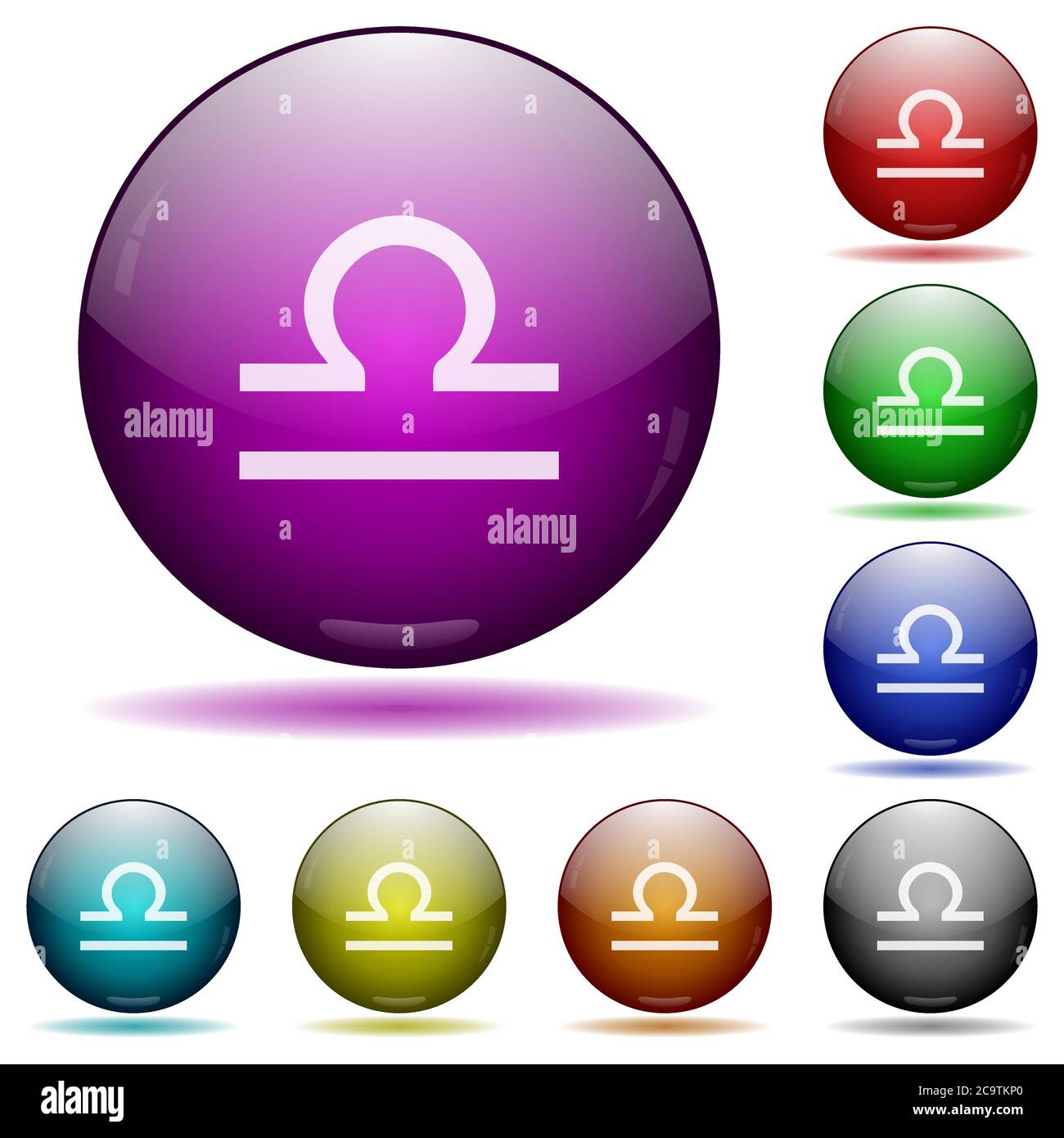 libra zodiac symbol icons in color glass sphere buttons with shadows ...