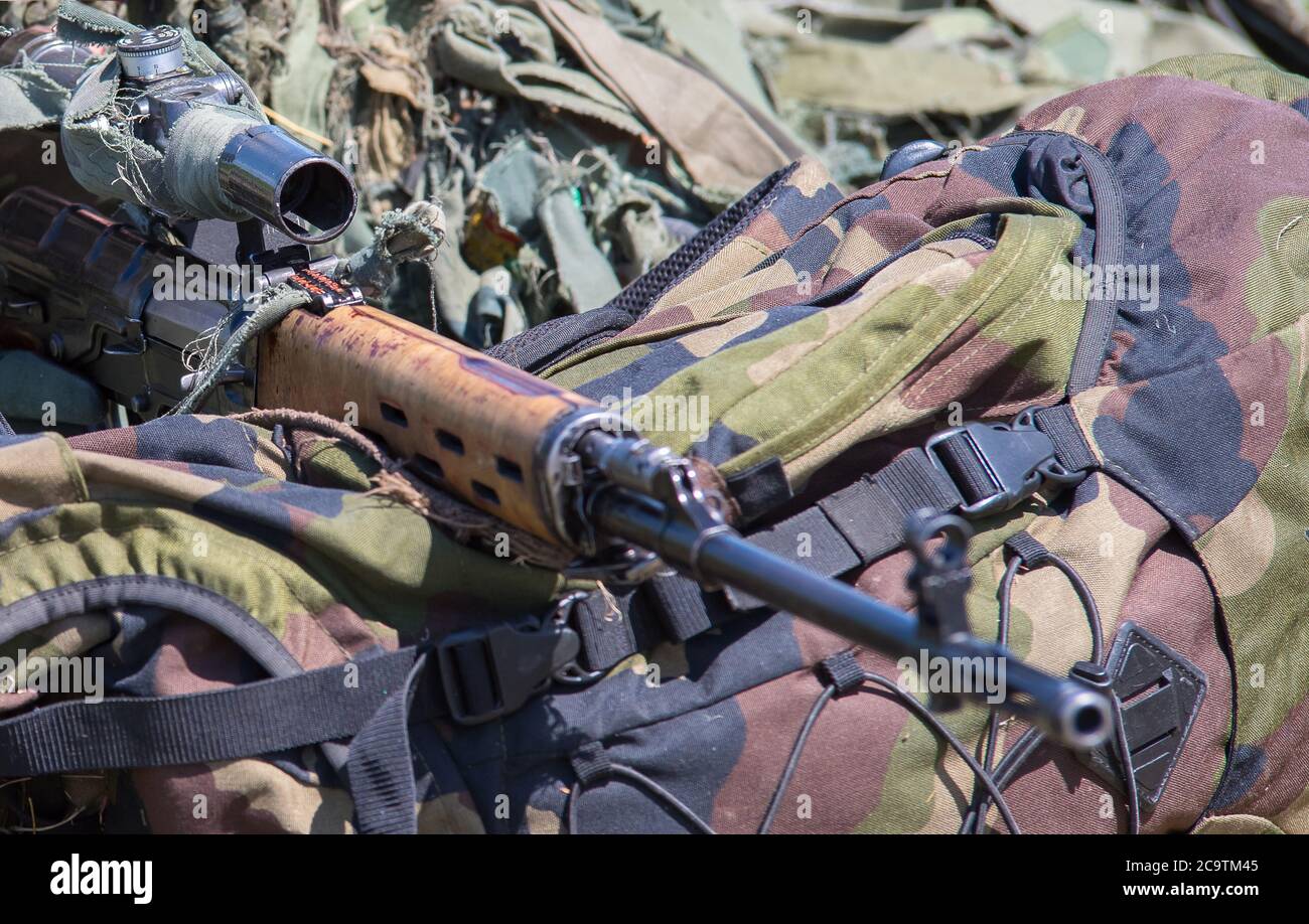 sniper and sniper rifle Stock Photo - Alamy